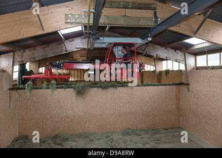 Overhead ceiling mounted crane for storage and retrivial of hay, straw ...