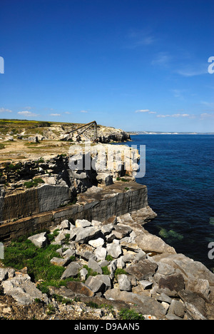 A view of the Isle of Portland with the sea and cliffs Stock Photo - Alamy