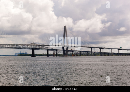Arthur Ravenel Bridge over Cooper River, longest suspension bridge in ...