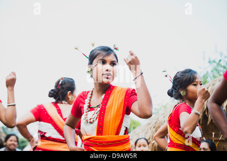 Naga tribal women in traditional clothing, Kisima Nagaland Hornbill festival, Kohima, Nagaland ...