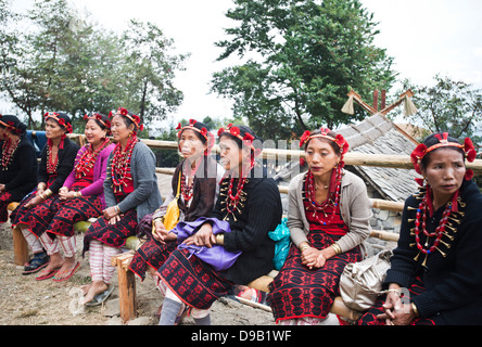 Naga tribal women in traditional outfit, Hornbill Festival, Kohima, Nagaland, India Stock Photo ...
