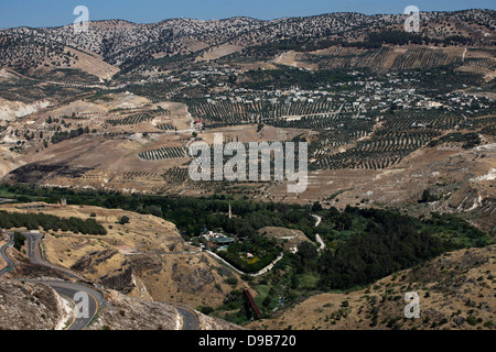 A view toward Hamat Gader or al-Hamma a hot springs site situated on ...
