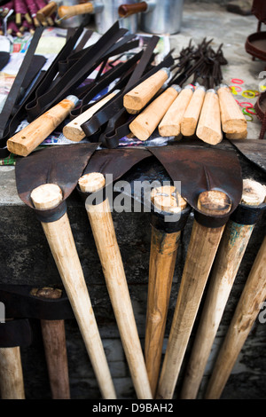 Traditional work tools for Naga tribal people in a hut, Kohima ...
