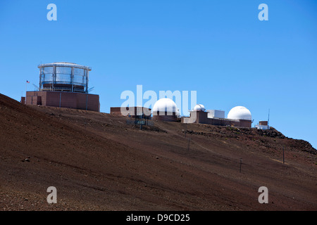 Haleakala High altitude Observatory site on Maui Hawaii at sunset the ...