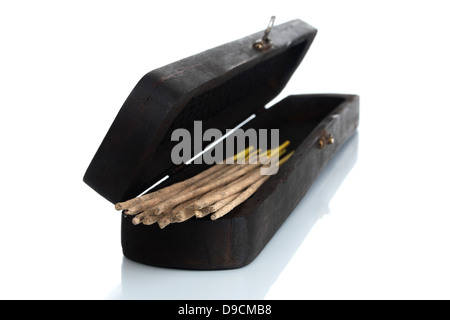 Wooden small boxes with joss stick Stock Photo - Alamy