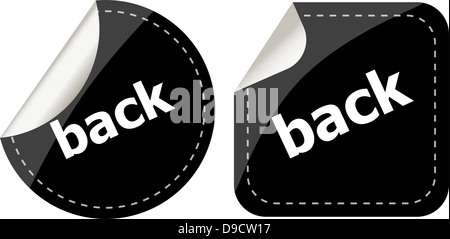 back word on black stickers button set, label Stock Photo - Alamy