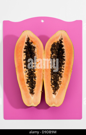 Cross-section of the fruit of the Papaya (Carica papaya), Caricaceae ...