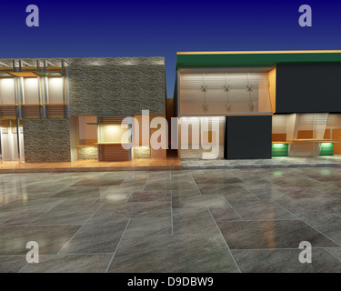 3D exterior elevation of a commercial market Stock Photo - Alamy