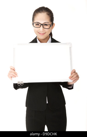 Business lady with white board Stock Photo - Alamy
