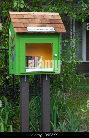 Neighborhood library box, free community book sharing in Portland Stock ...