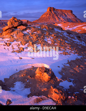 morning light on factory butte and badlands near hanksville, utah Stock ...