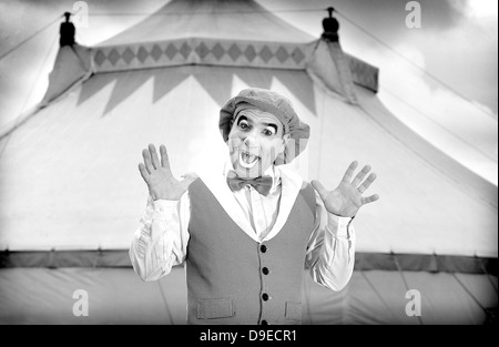Circus clown outside big top Stock Photo - Alamy