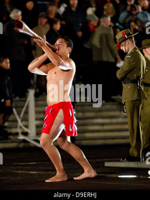 New Zealand Maori at an Anzac Day service at Redfern Oval in Sydney ...