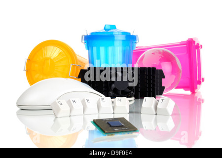 Mouse, computer components and garbage tonnes, Mouse, computers of part ...