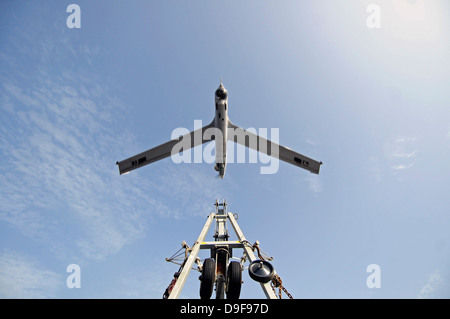 A ScanEagle unmanned aerial vehicle launches from a catapult Stock ...