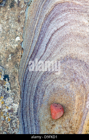 Patterns created by sea erosion on rocks at Rumbling Kern, near Howick ...