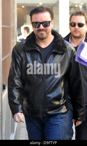 Ricky Gervais outside the BBC Radio 1 studios London, England - 02.04. ...