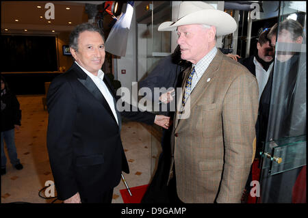 Michel Drucker and Larry Hagman 'Champs-Elysees' TV talk show Stock ...