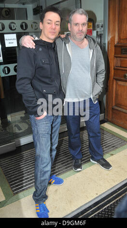 Dave Vitty, aka Comedy Dave, and Chris Moyles congratulate each other ...