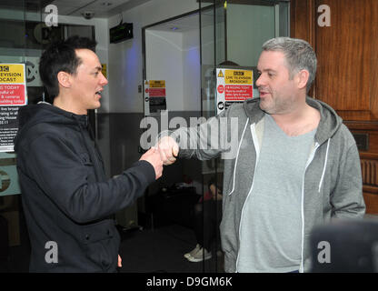 Dave Vitty, aka Comedy Dave, and Chris Moyles congratulate each other ...