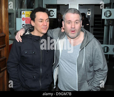Dave Vitty, aka Comedy Dave, and Chris Moyles congratulate each other ...