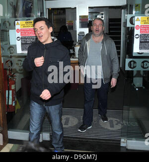 Dave Vitty, aka Comedy Dave, and Chris Moyles congratulate each other ...