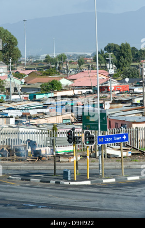 Township in Gugulethu area along N2 highway, Cape Town, South Africa ...