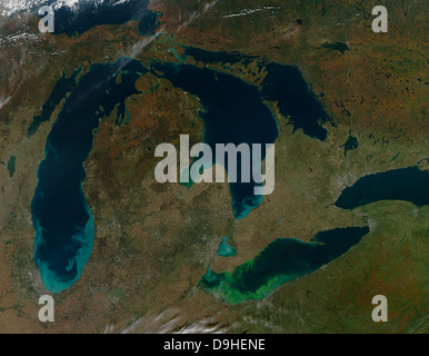 Satellite view of the Great Lakes, USA Stock Photo - Alamy