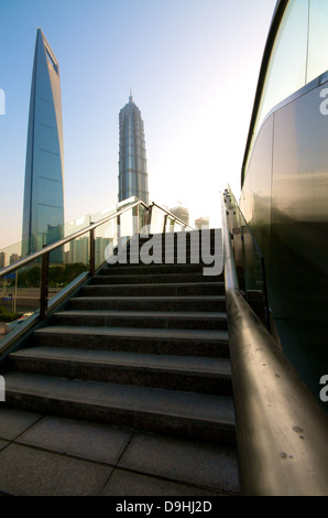 Shanghai modern building above stairs Stock Photo - Alamy