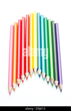 Colored pencils arranged in a perspective Stock Photo - Alamy