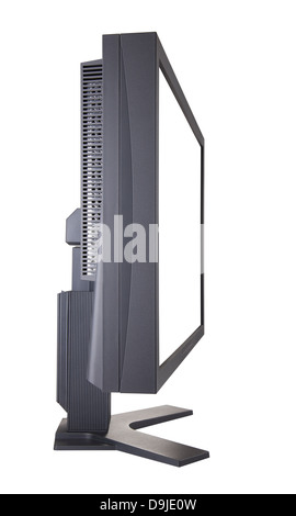 side view of computer black widescreen display with cut out screen and ...