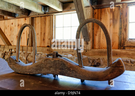 Vintage farm plow on display at the local Community Garden Stock Photo ...