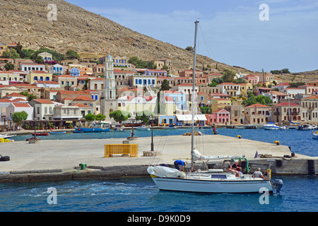 Waterfront, Port of Emporio, Halki (Chalki), Rhodes (Rodos) Region ...