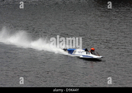 outboard boat races on water river Stock Photo - Alamy