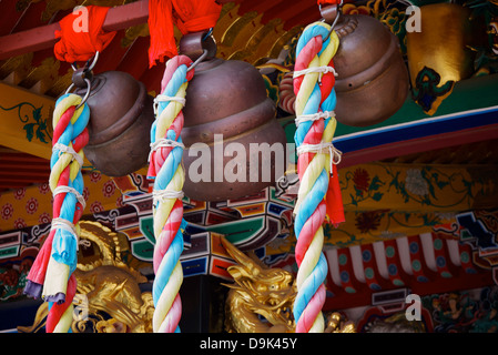 Intricately design roof of the Haiden at the Osaki Hachiman-gu Shrine ...