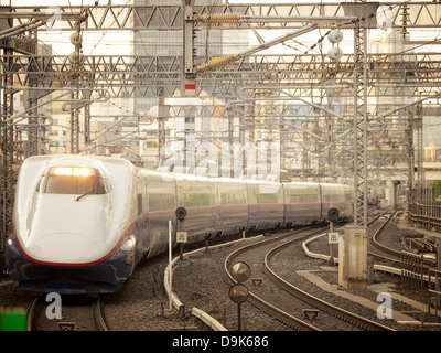 The Tohoku Shinkansen E2 series high-speed rail line at Tokyo Station ...