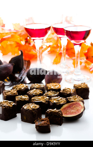Port fig cut ganache truffles for Thanksgiving Stock Photo - Alamy
