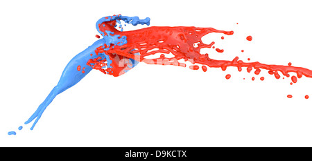 blue and red color splashes collide, isolated on white Stock Photo - Alamy