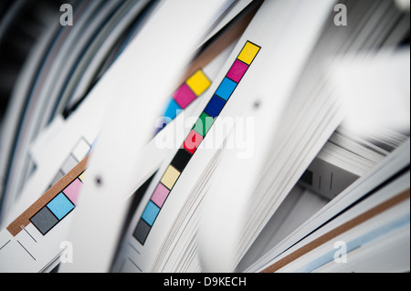 Color reference bars of printing process in printshop, cut off Stock ...