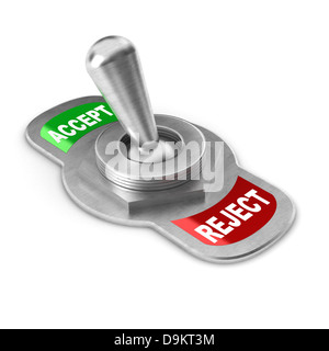 Accept vs Reject Switch of Acceptance or Rejection Stock Photo - Alamy