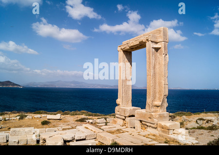 Ancient gate of Apollon temple at the island of Naxos in Greece during ...