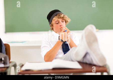 problematic high school student smoking in classroom Stock Photo - Alamy