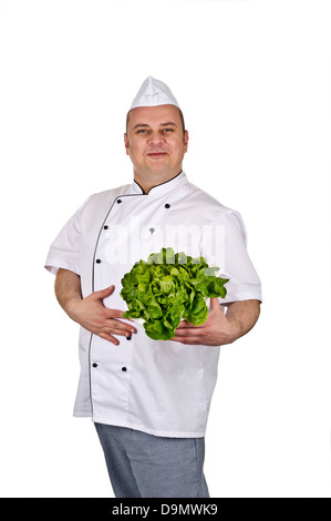 Successful cook with salad in the hand (Model release Stock Photo - Alamy