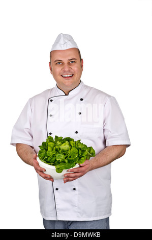 Successful cook with salad in the hand (Model release Stock Photo - Alamy