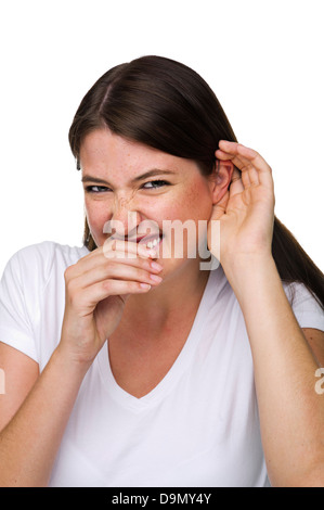 Embarrassed smile (Model release Stock Photo - Alamy