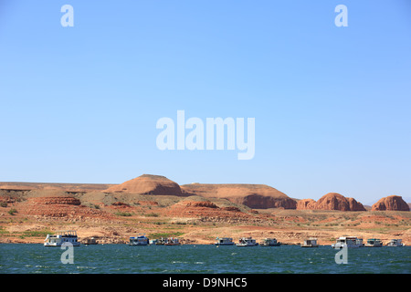Halls Crossing Marina in Utah on Lake Powell Reservoir showing ...