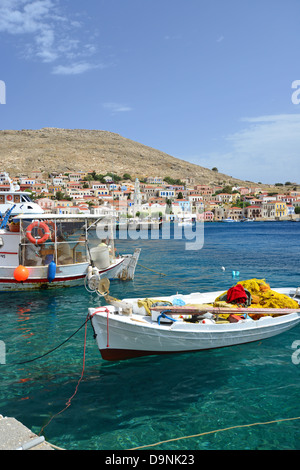 Waterfront, Port of Emporio, Halki (Chalki), Rhodes (Rodos) Region, The ...