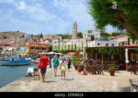 Waterfront, Port of Emporio, Halki (Chalki), Rhodes (Rodos) Region ...