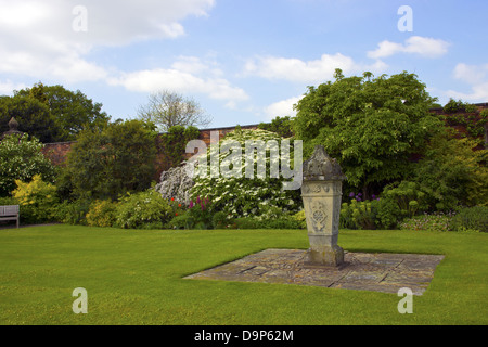 The walled garden and lawn of an English country house in Wiltshire ...