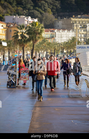 People Walking Along The Promenade Des Anglais at Night Nice France ...